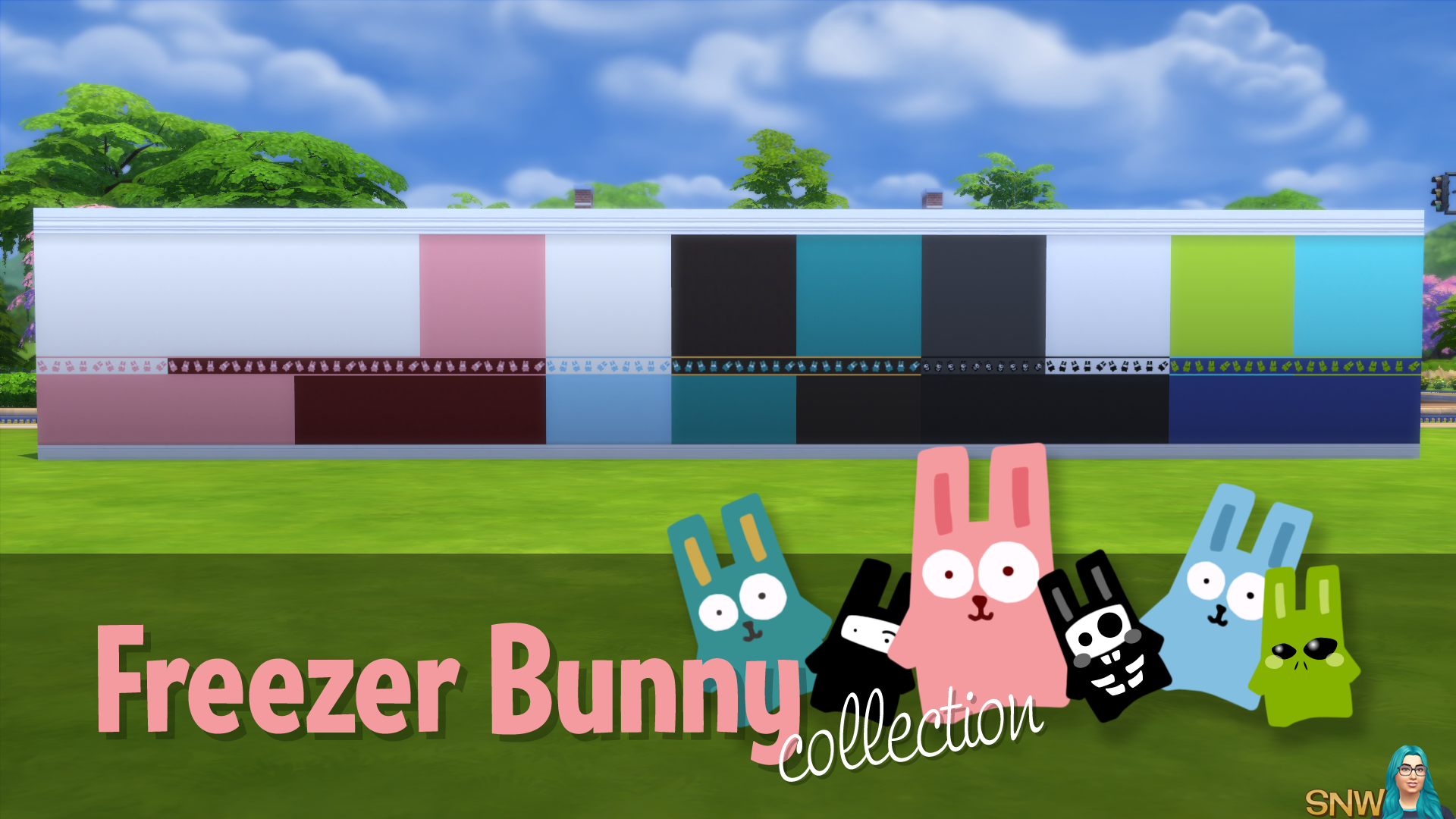 Freezer Bunny Collectie: Middenrand Behang | SNW | SimsNetwerk.com