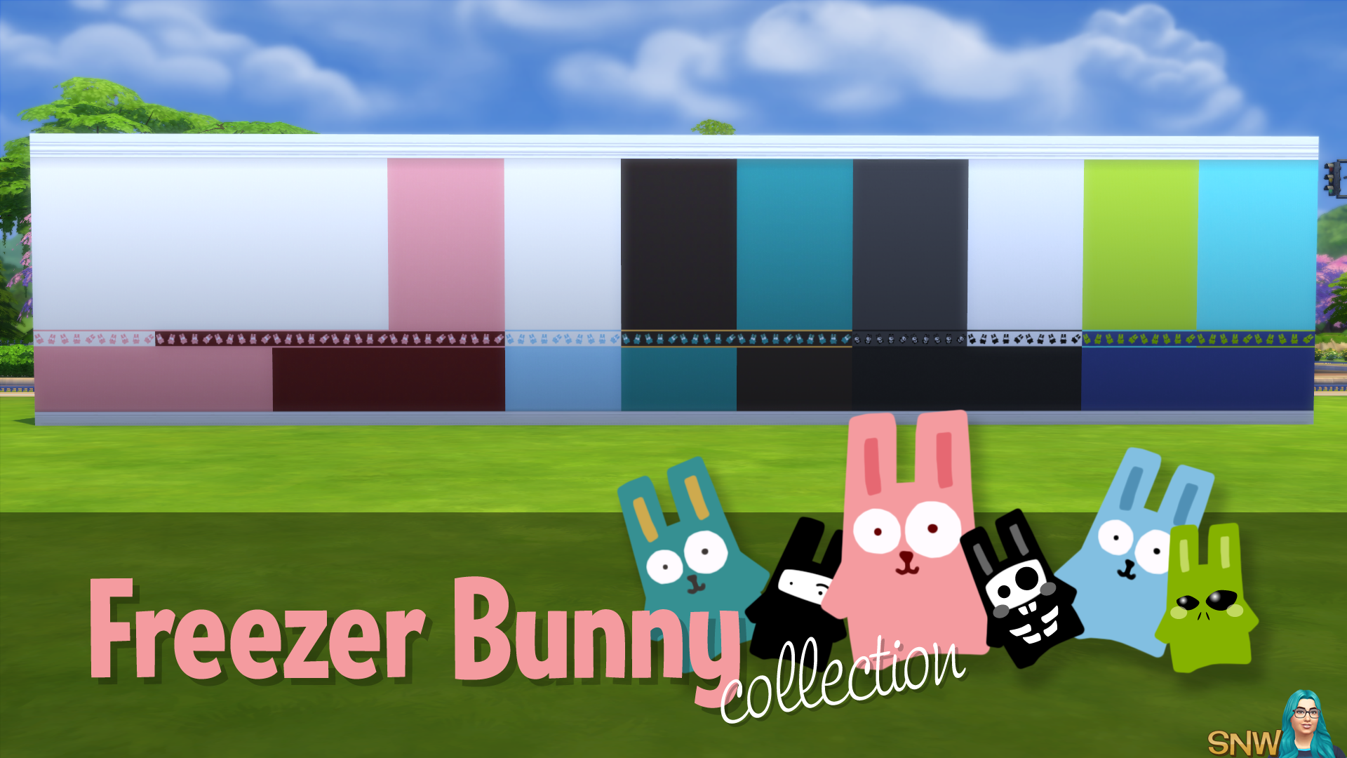 Freezer Bunny Collectie: Middenrand Behang | SNW | SimsNetwerk.com